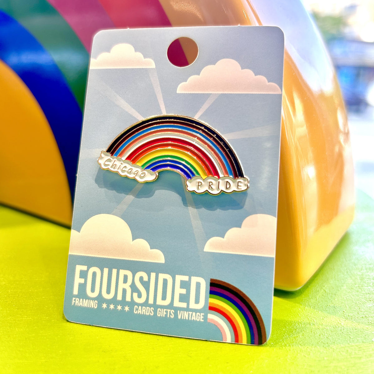 Foursided Chicago Pride Enamel Lapel Pin
